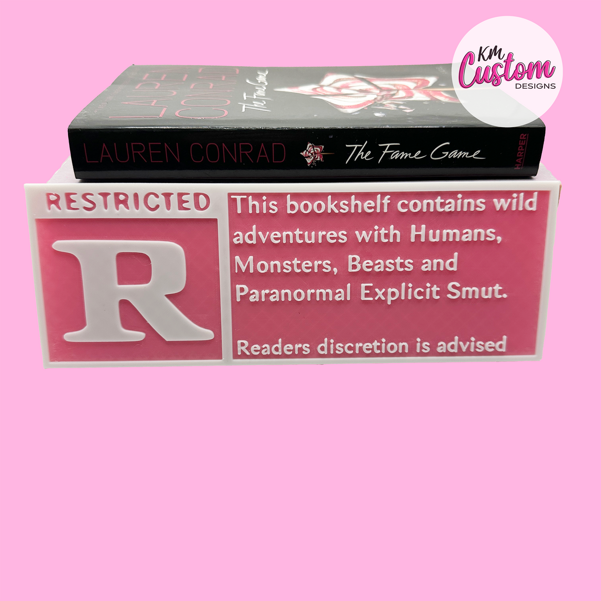 3D Printed Restricted Book Shelf Sign – KM Custom Designs