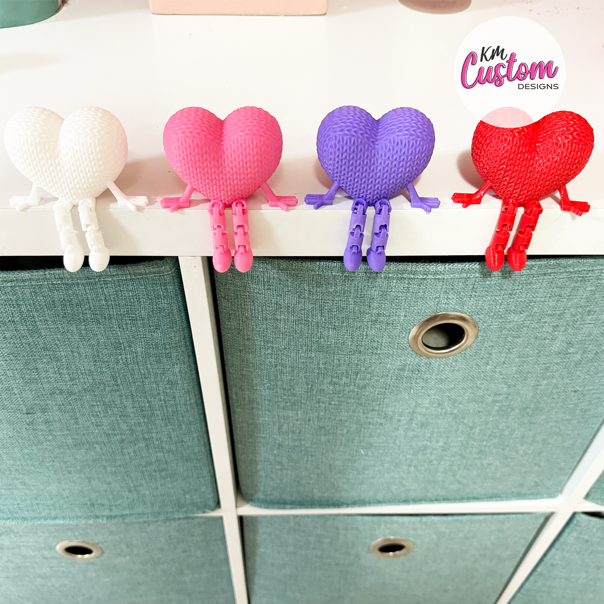 3D Printed Quilted Heart Buddy Shelf Decoration – KM Custom Designs