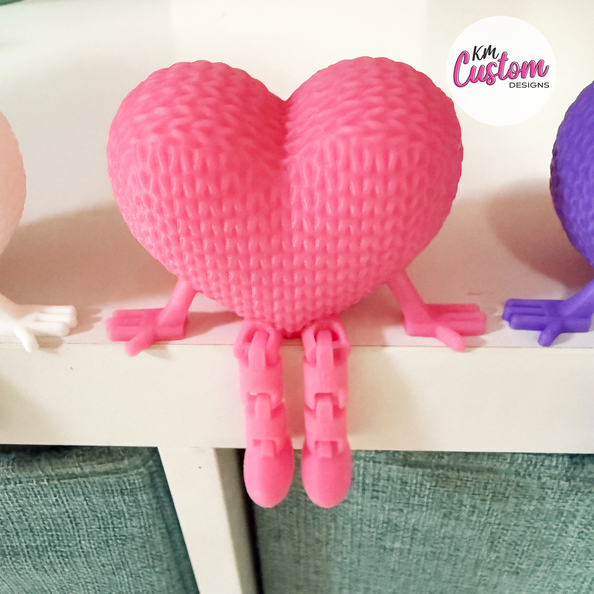 3D Printed Quilted Heart Buddy Shelf Decoration – KM Custom Designs